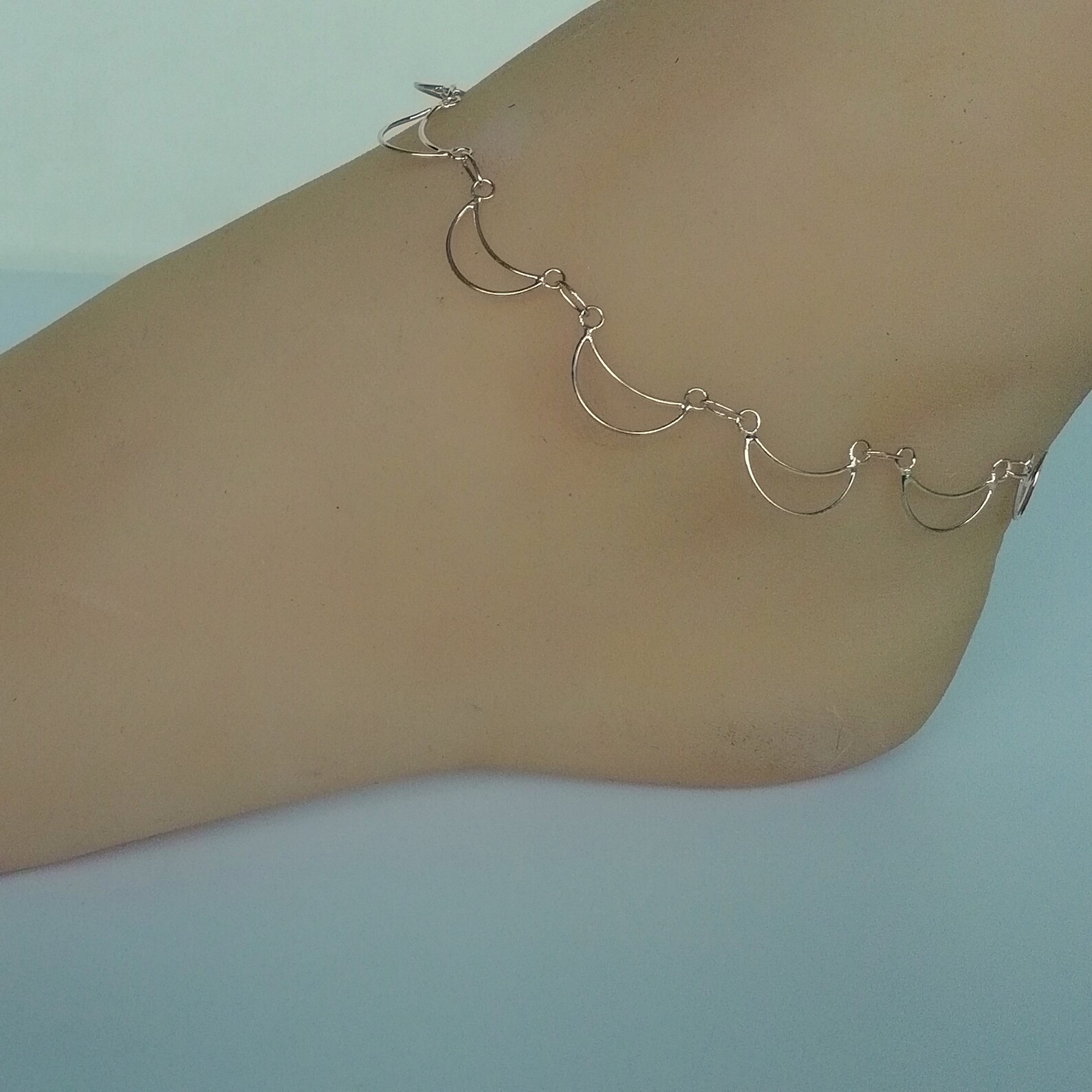 Silver arcs anklet Ethnic sterling silver anklet Chain | Etsy