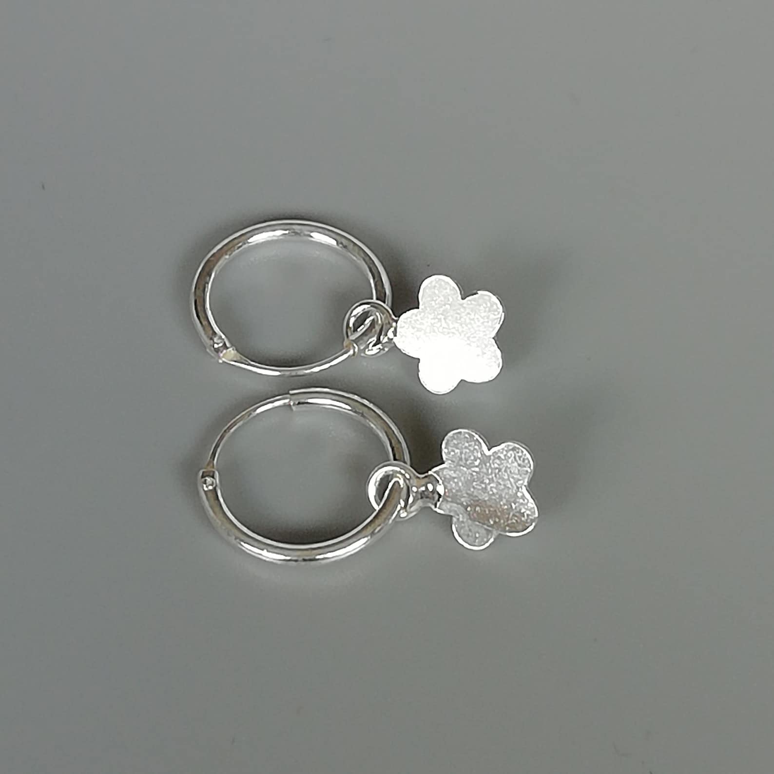 Flower Charm Hoops | Sterling Silver Charm Hoop Earrings | 12mm Ear ...