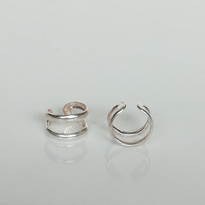 Silver ear cuff Ear cuff Two band ear cuff 925 silver | Etsy