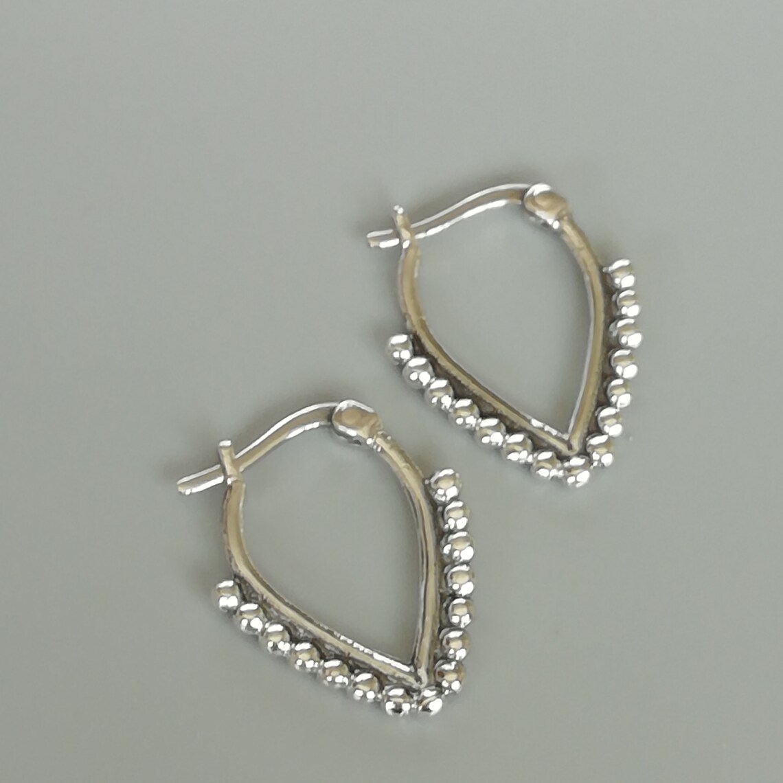 Sterling Silver Indian Hoops Tear Drop Shape Hoop Dots - Etsy