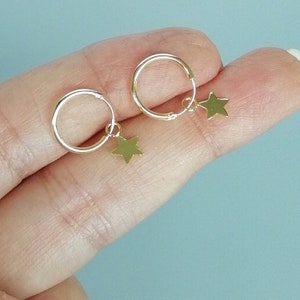 Gold Dipped Star Charm Hoops | 12 Mm Hoop Earrings | Minimalist Hoops ...