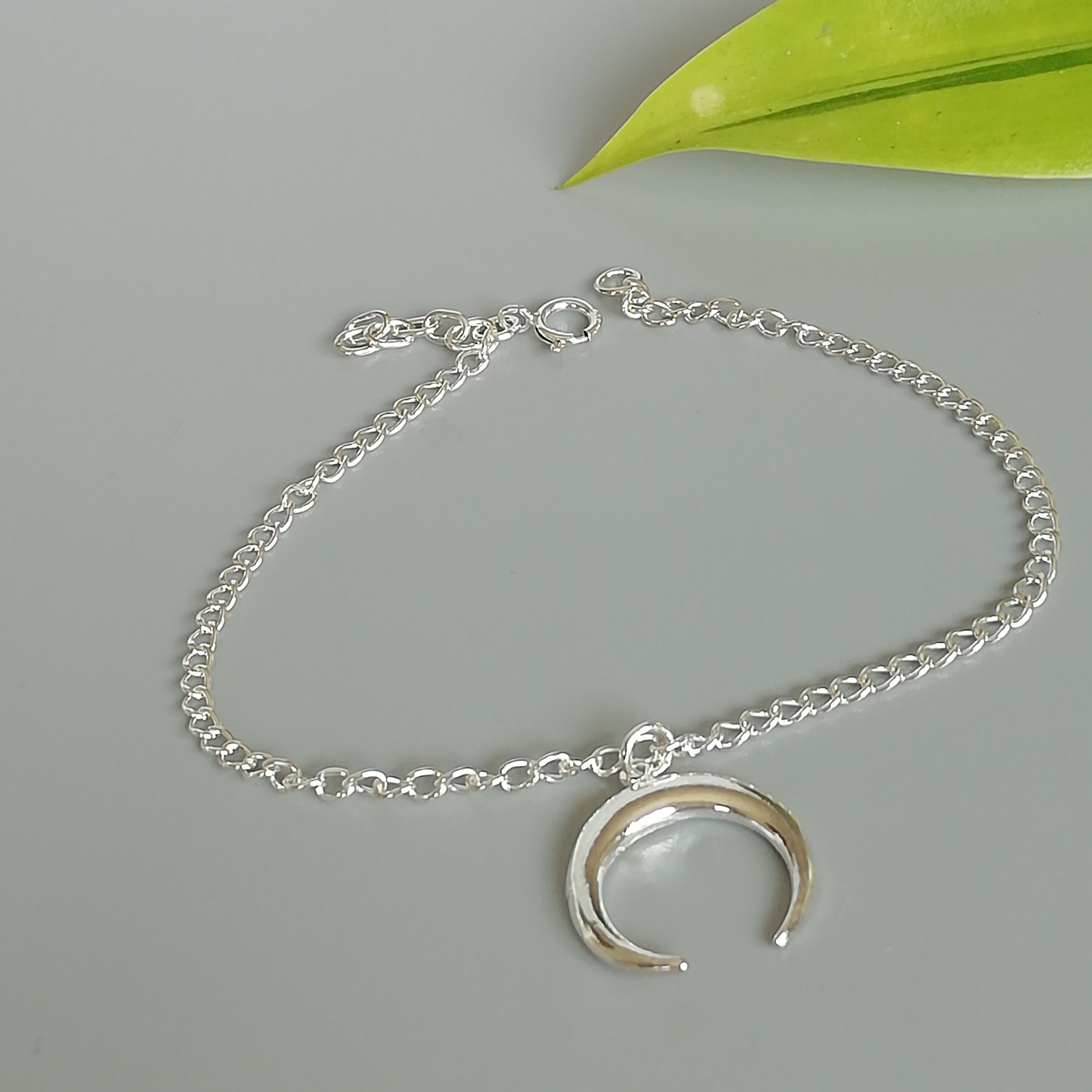 Crescent Moon Bracelet | Sterling Silver Charm Bracelet | Celestial ...
