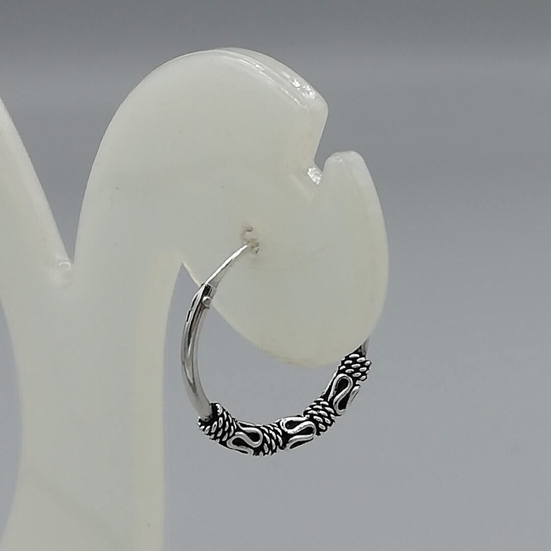 Ethnic Bali Hoops | 16 Mm Silver Hoops | Tribal Hoop Earrings | Ear ...