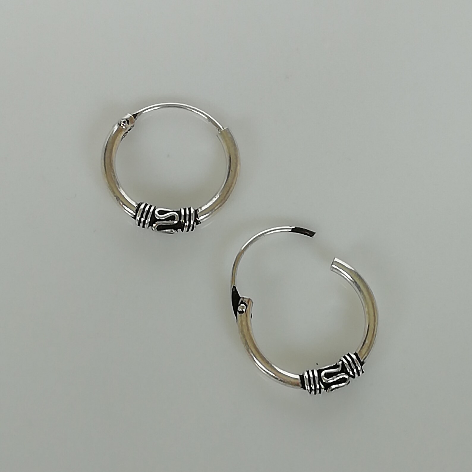 Small Bali hoops 14 mm silver hoops Ear hoops Ethnic | Etsy