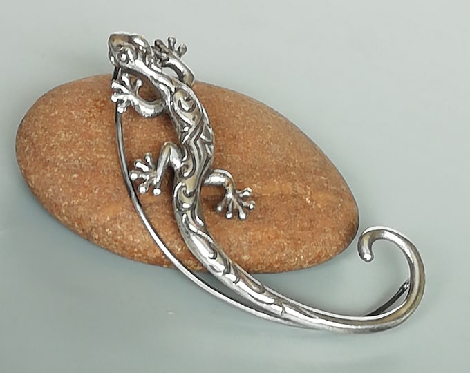 Sterling Silver Gecko Ear Climber Lizard Ear Creeper Punk Jewelry ...