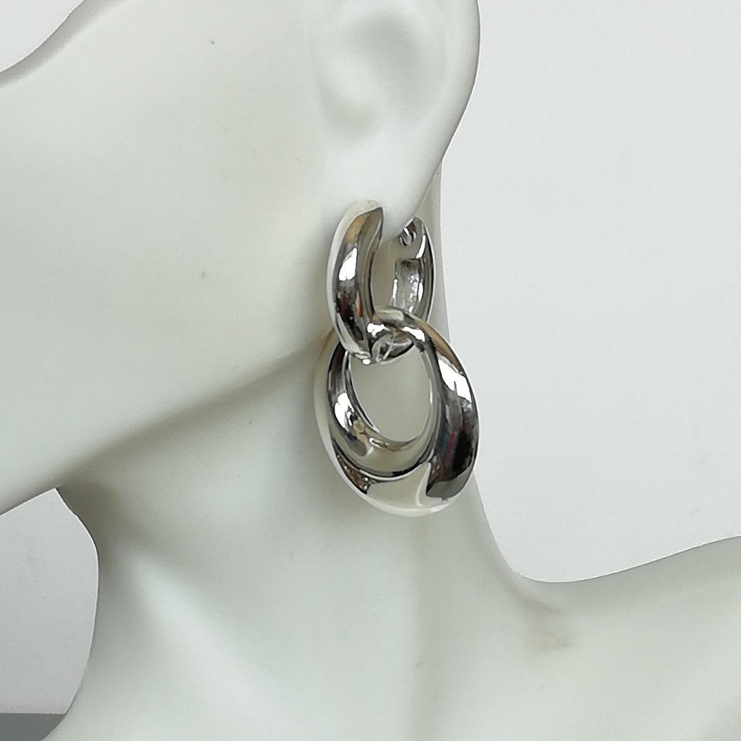 Circle in Circle Silver Hoops Rings Hoop Ear Danglers Two in One Hoops ...