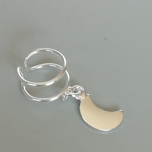 Crescent Moon Cuff | Silver Charm Cuff | No Piercing Ear Cuff ...
