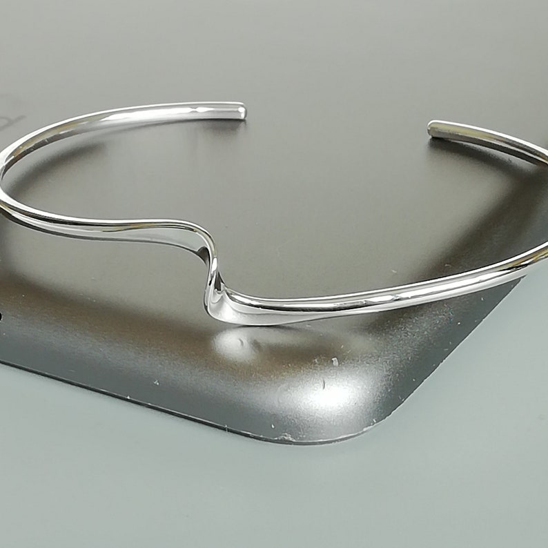 Waves Wrist Bangle Sterling Silver Bangle Open Ended | Etsy