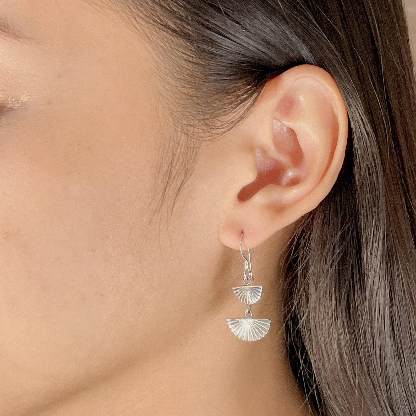 Sterling Silver Fan Danglers Silver Jewelry Long Earrings - Etsy