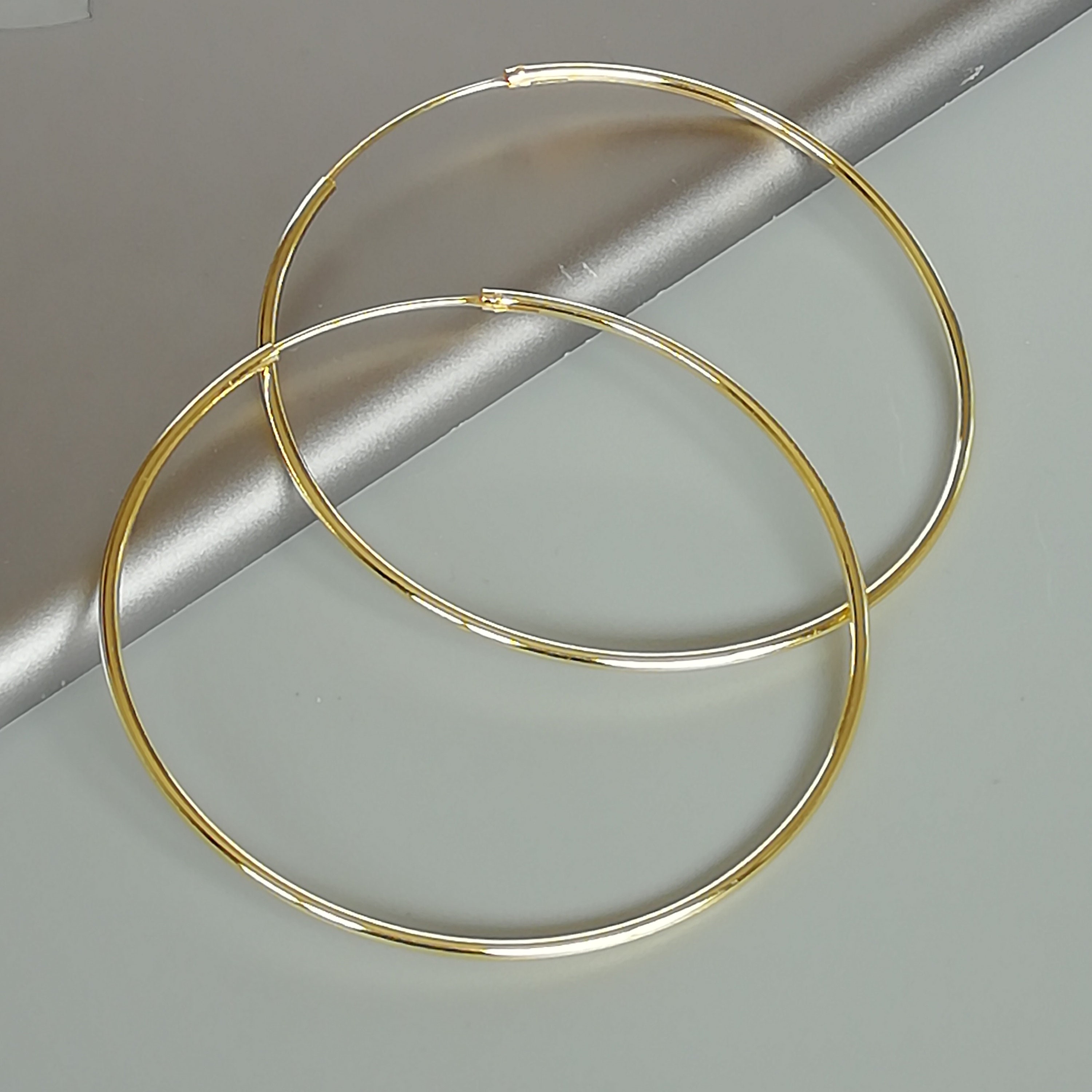 Large gold hoop earrings 60 mm dramatic gold plated hoops | Etsy