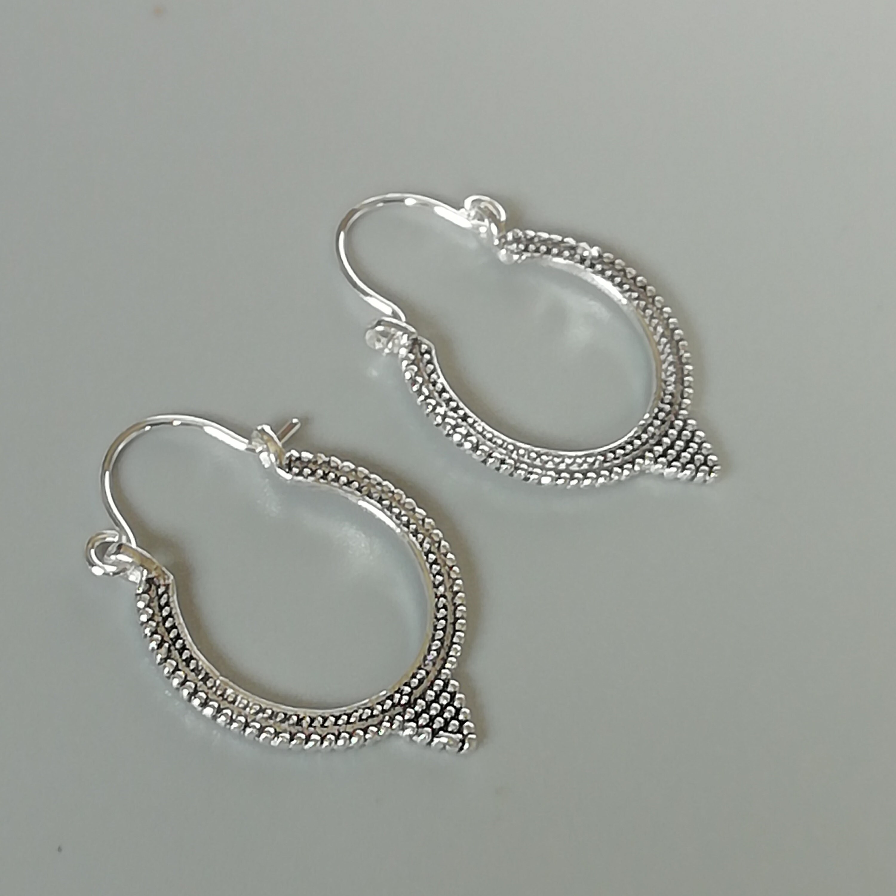 Ethnic Silver Hoops | Boho Ear Hoops | Tibetan Earrings | Silver ...