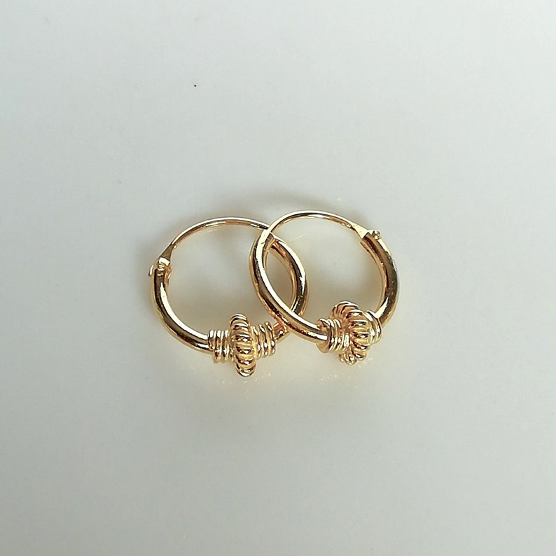 Small gold hoops 10 mm hoops Bali gold ear hoops Silver | Etsy