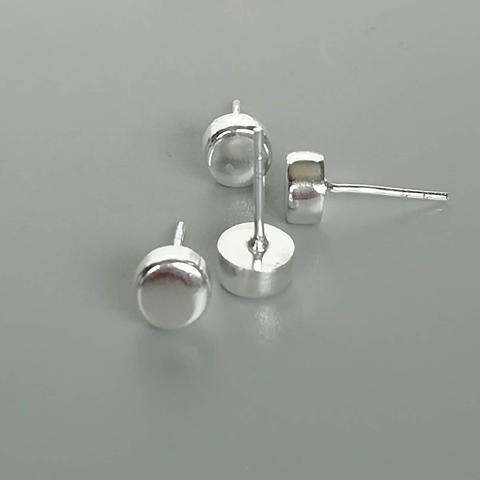 Round silver ear studs Dot ear studs Sterling silver | Etsy