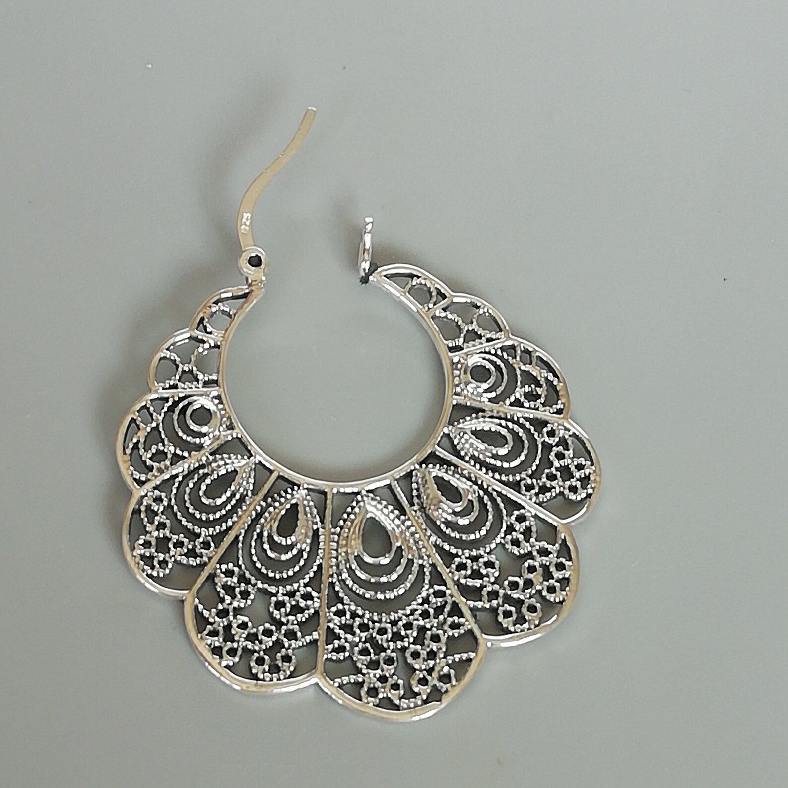 Sterling Silver Large Filigree Hoops | Indian Hoops | Bohemian Hoops ...