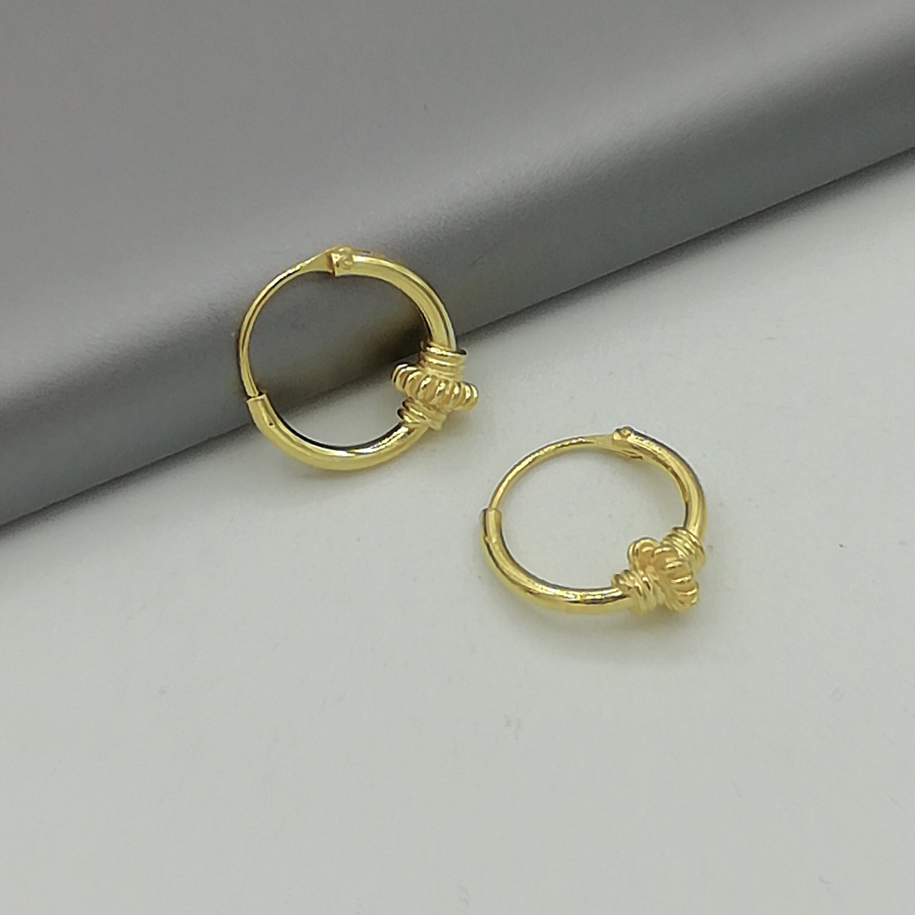 Small gold hoops 10 mm hoops Bali gold ear hoops Silver | Etsy