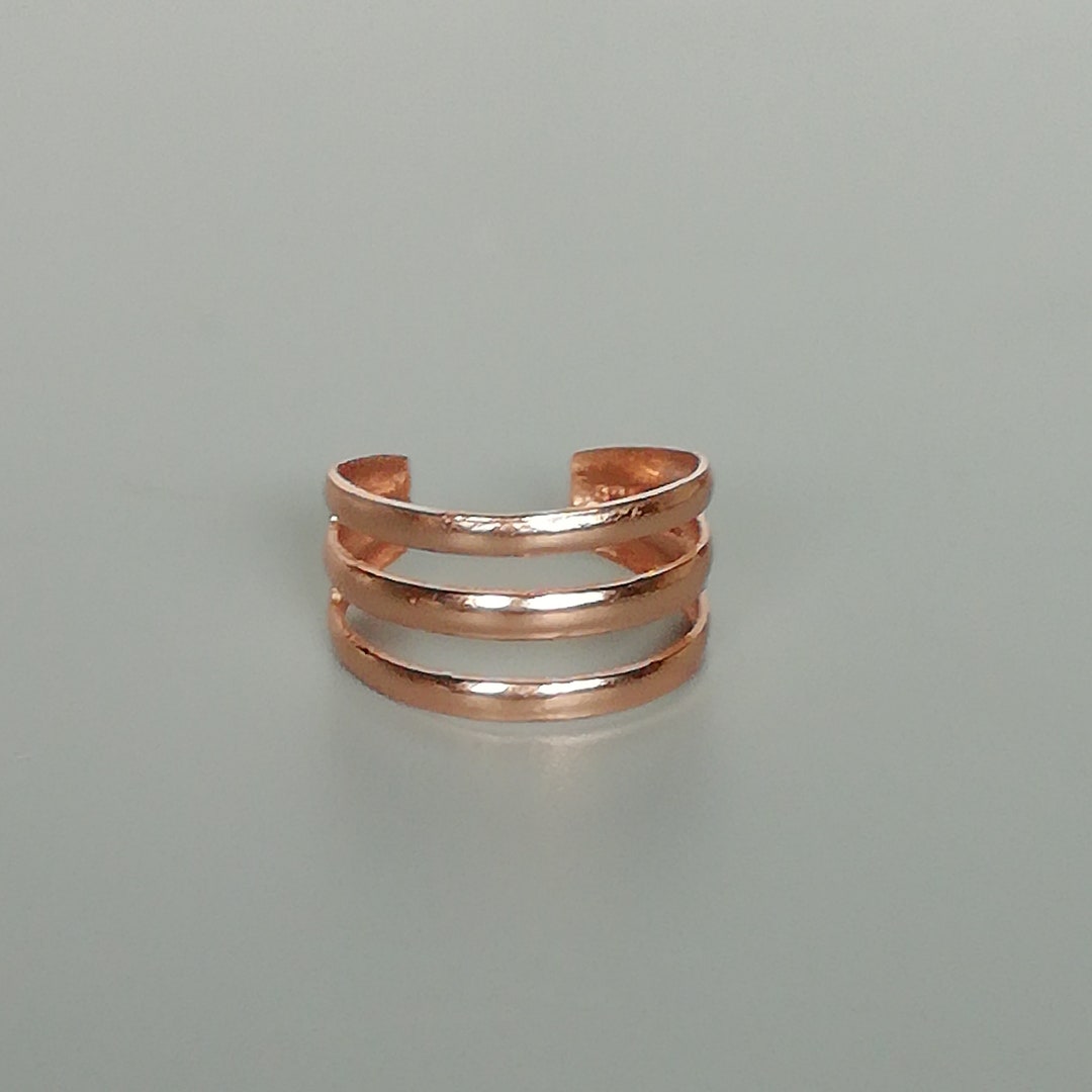 Three Band Rose Gold Toe Ring | 8mm Toe Band | Minimalist Toe Ring ...