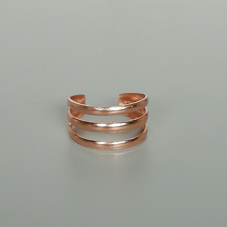 Three Band Rose Gold Toe Ring 8mm Toe Band Minimalist Toe | Etsy