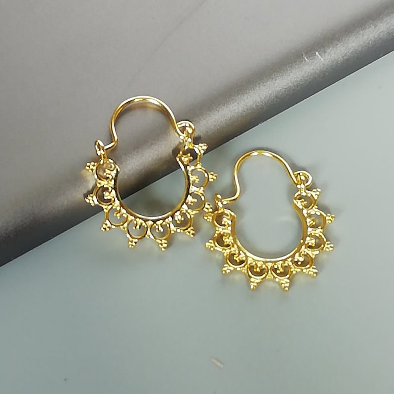 Bali Gold Hoops Dramatic Gold Hoops Gold Plated Hoops - Etsy