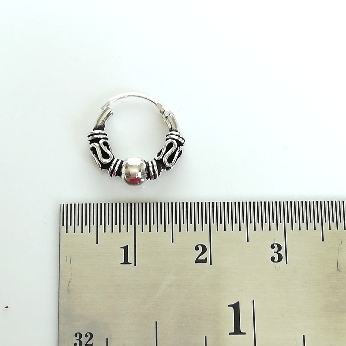 Bali silver hoops 12mm silver hoops Sliver ball hoops | Etsy