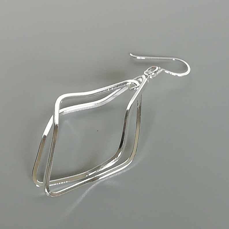Sterling Silver Rhombus Ear Danglers | Wavy Rhombus Earring | 925 ...