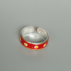 Red Toe Ring Sterling Silver Toe Band Tiny Dots Toe Band - Etsy