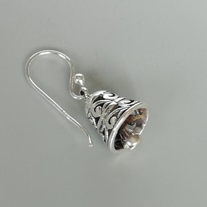 925 Silver Bell Earrings | Filigree Silent Bell Ear Danglers | Ear ...