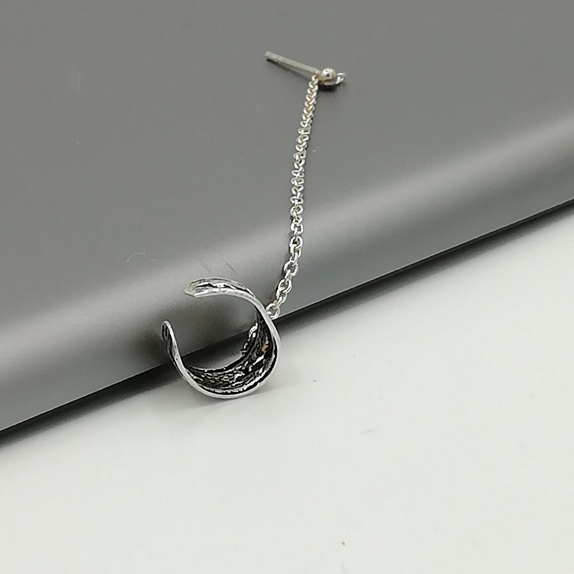 Silver ear cuff Ear cuff with chain Egyptian ear cuff | Etsy