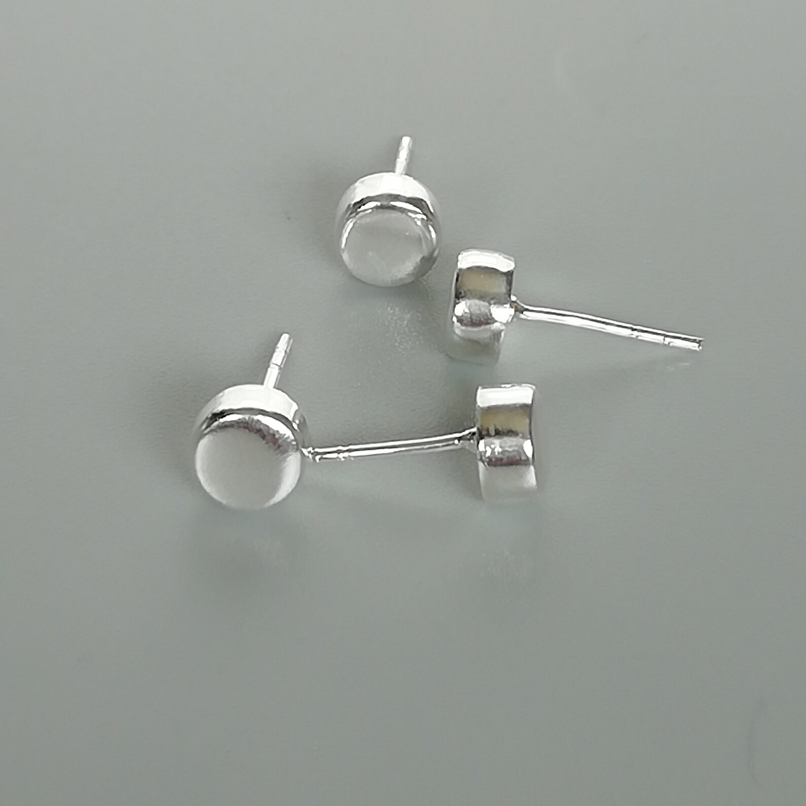 Round silver ear studs Dot ear studs Sterling silver | Etsy