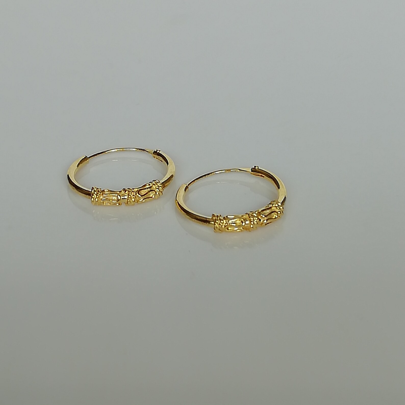 14 Mm Bali Hoops | Ethnic Gold Hoops | Gold Ear Hoops | Silver Wire ...