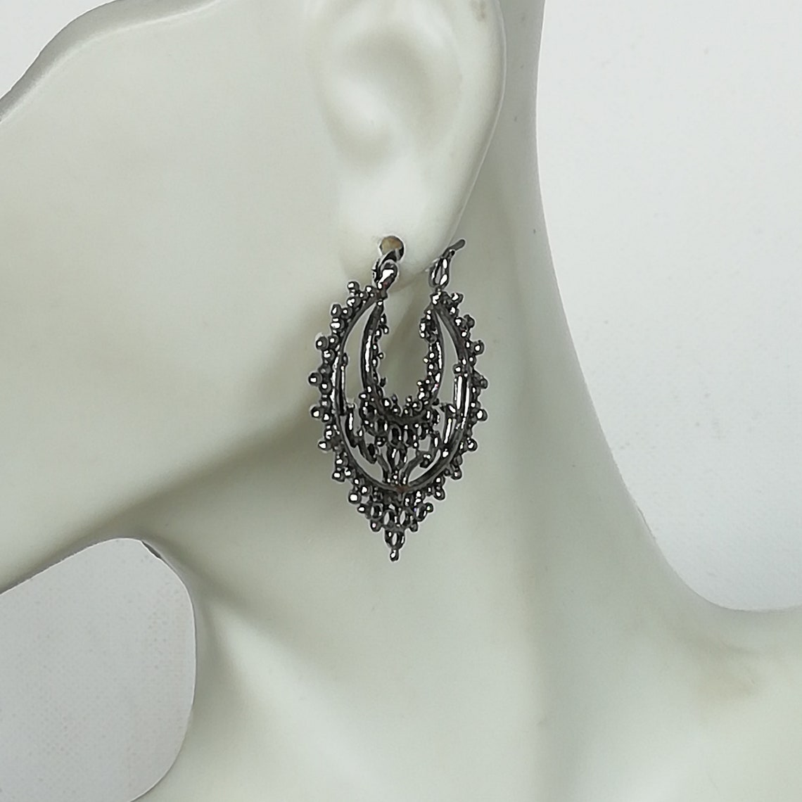 Bohemian silver hoops Indian ear hoops Ear hoops Ethnic | Etsy