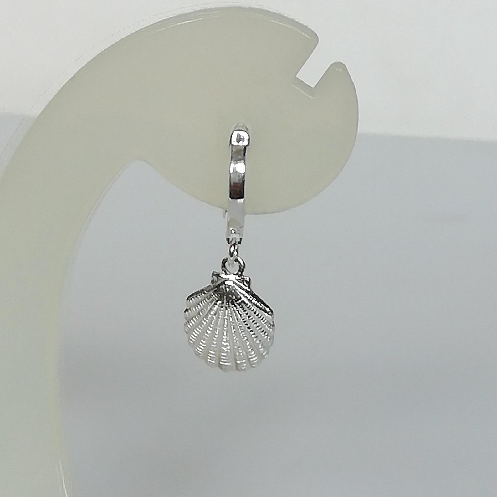 Silver Hoops With Sea Shell Charm 12 Mm Hoops Silver - Etsy