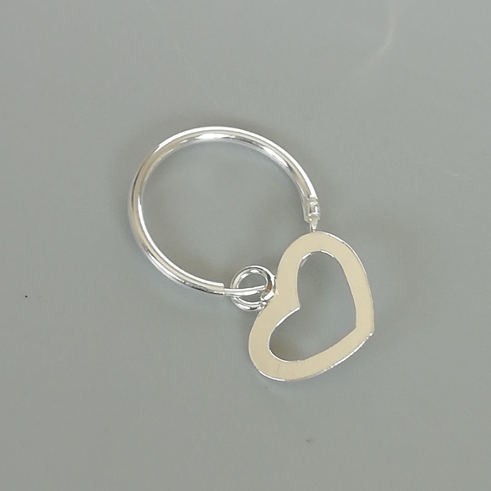 Heart charm hoop Sterling silver 14 mm hoop earrings Love | Etsy