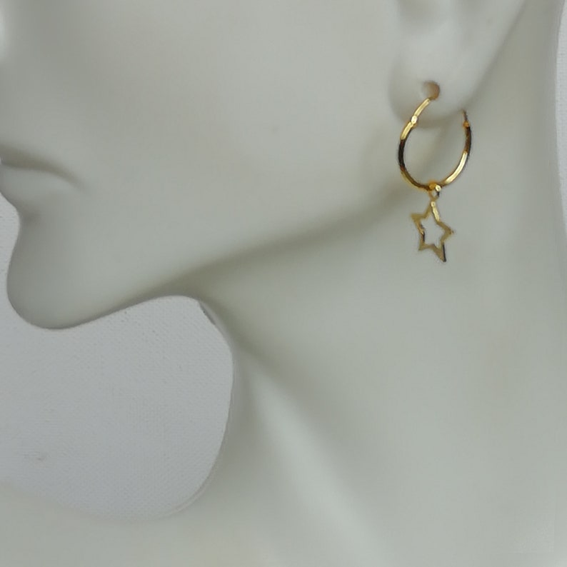 Gold Star Charm Hoop | Gold Plated Star Hoops | 12 Mm Celestial Hoops ...