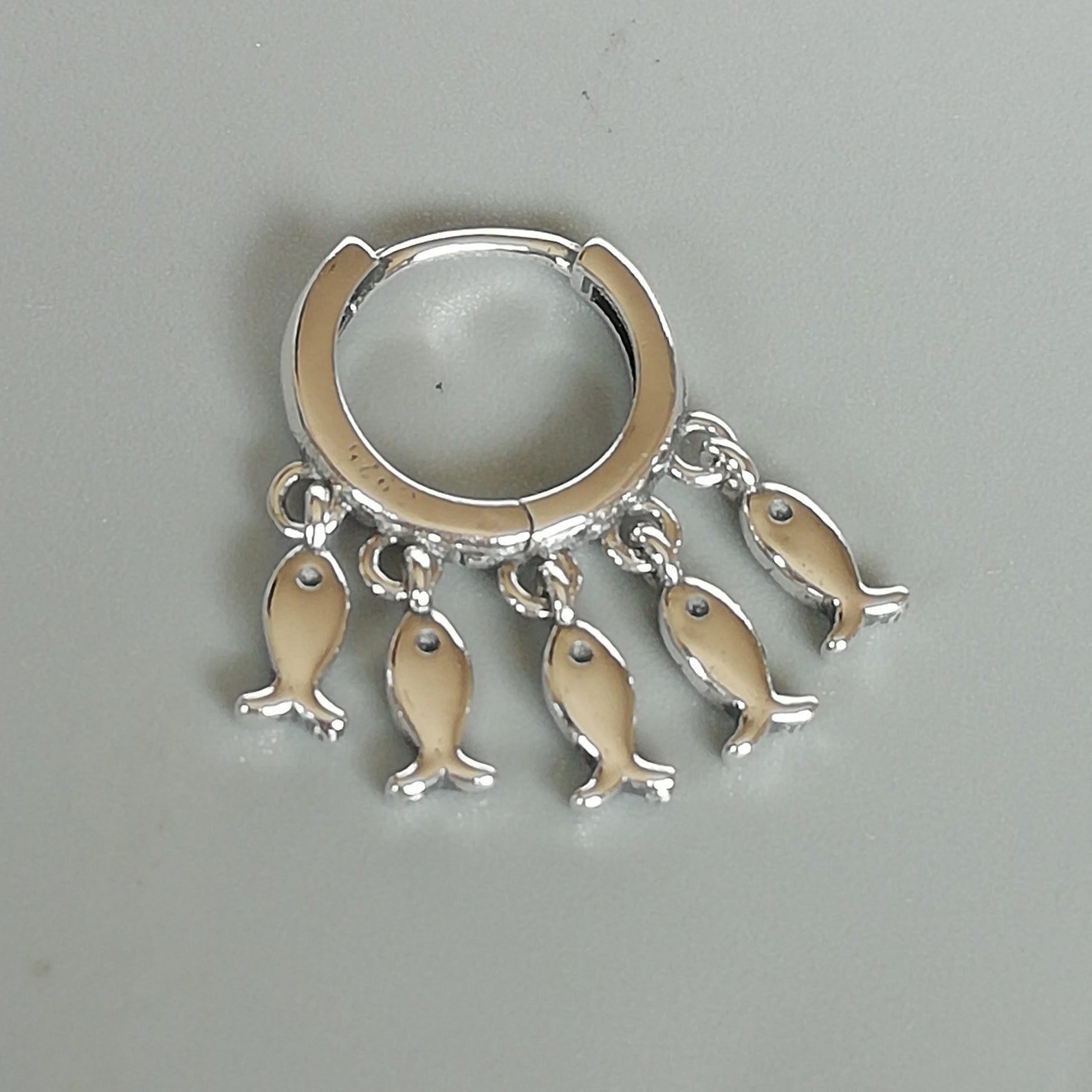 Sterling Silver Fish Charms Hoops 12 Mm Hoop Earrings Fish | Etsy