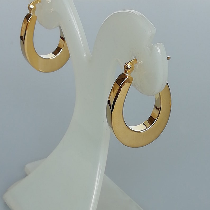 Oval Gold Hoops Simple Gold Hoop Earrings Minimalist Gold - Etsy
