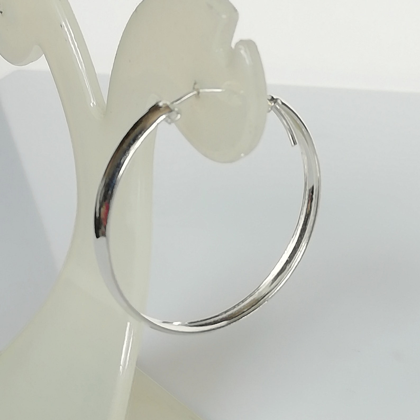 Big silver hoops 35 mm Silver hoop earrings Silver jewelry | Etsy