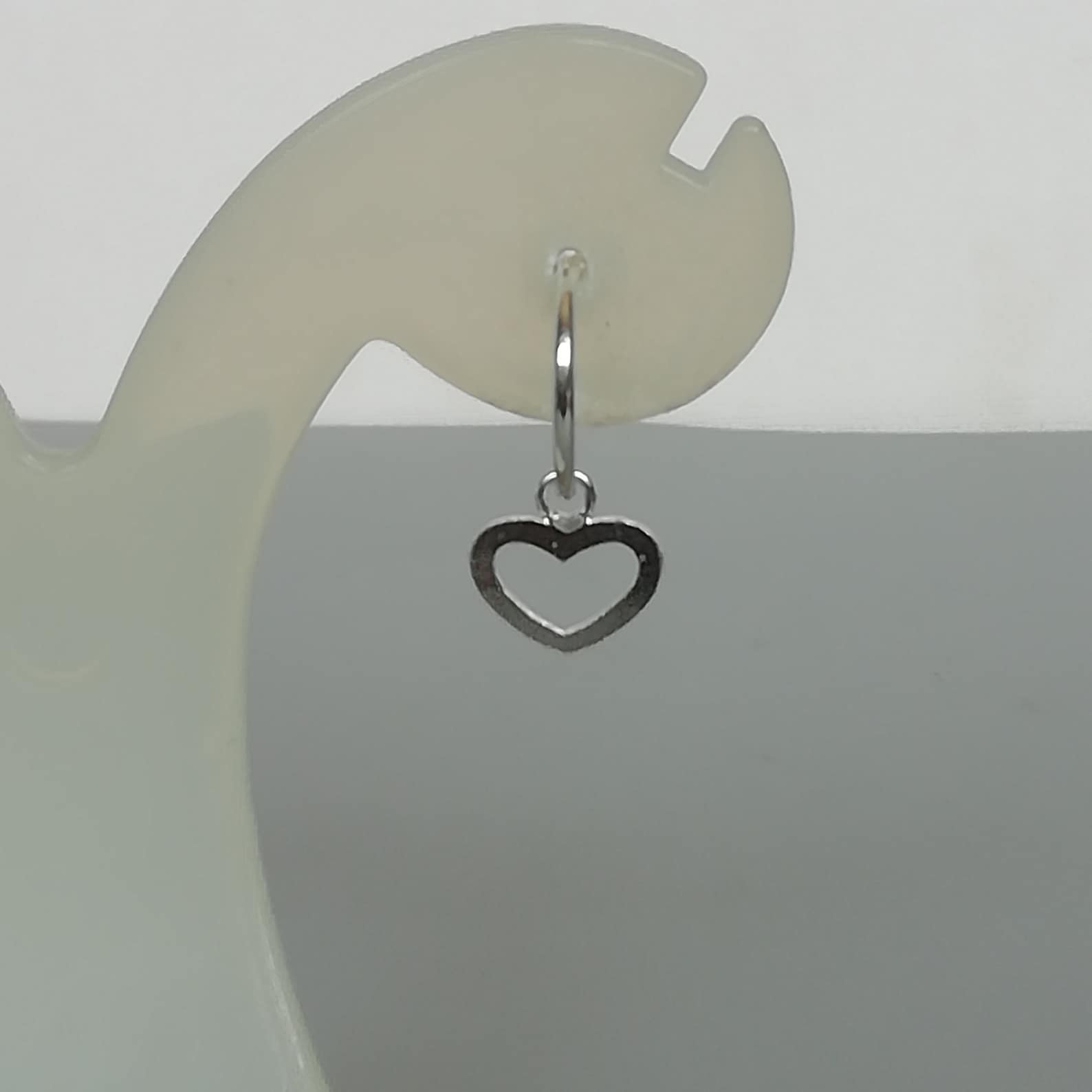 Heart charm hoop Sterling silver 14 mm hoop earrings Love | Etsy