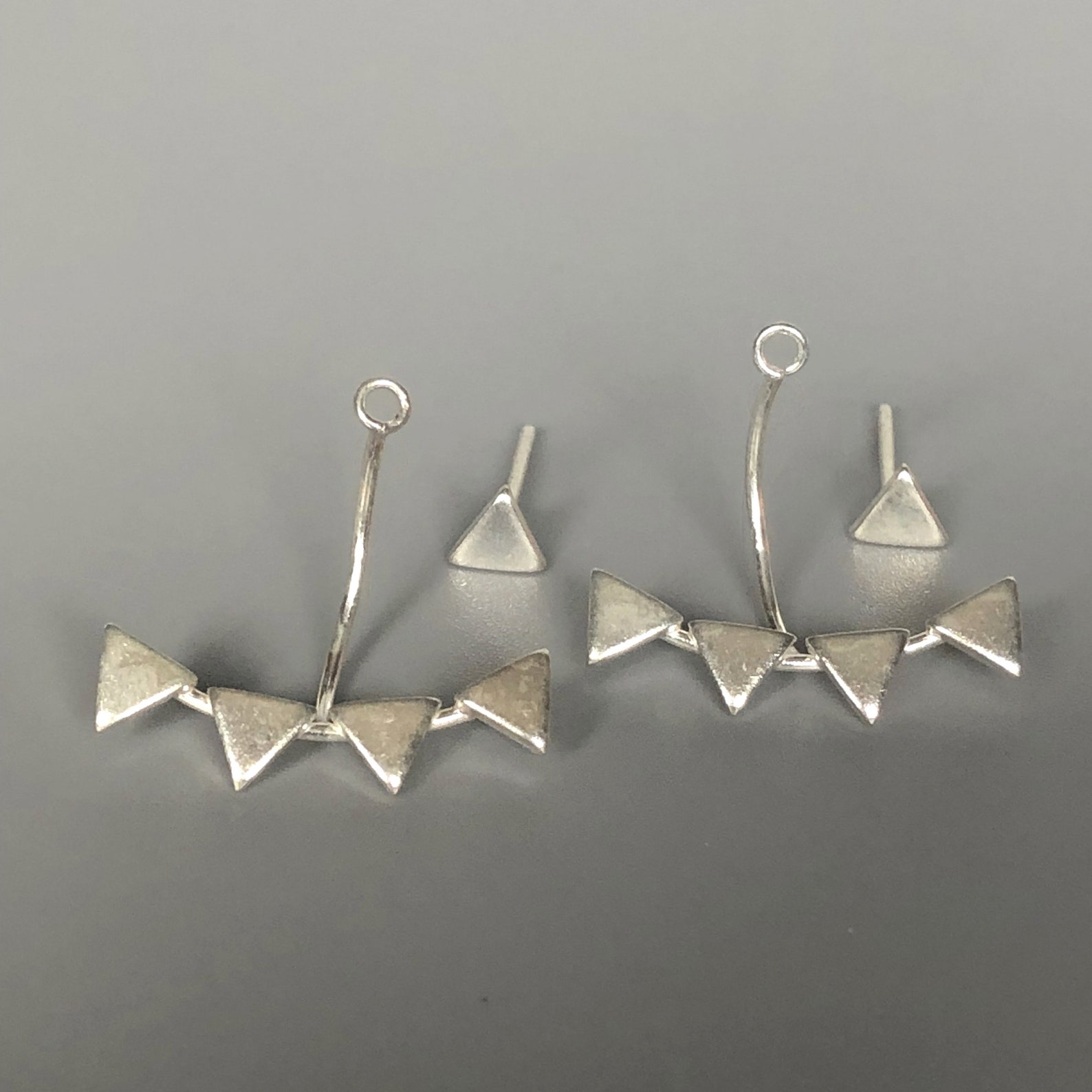 Sterling Silver Ear Jacket Triangles Ear Jacket Bohemian | Etsy