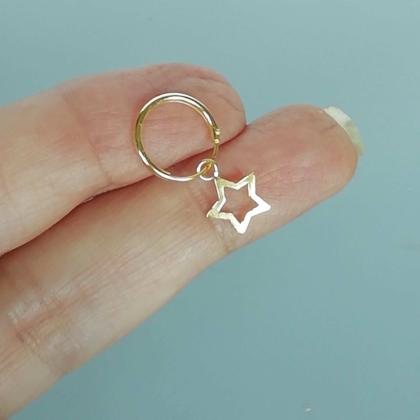 Gold Star Charm Hoop Gold Plated Star Hoops 12 Mm - Etsy