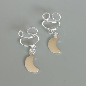Crescent Moon Cuff | Silver Charm Cuff | No Piercing Ear Cuff ...