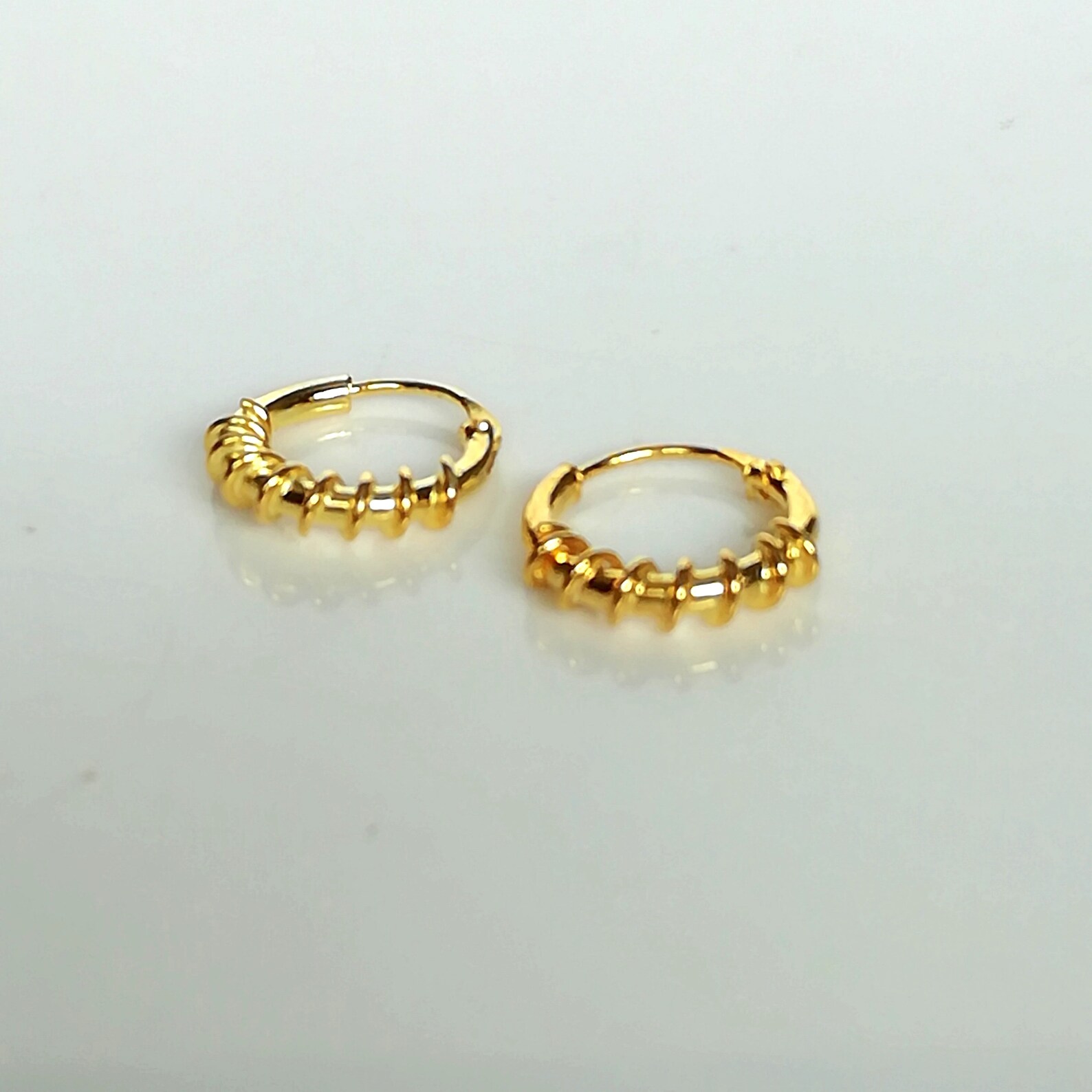 Small Gold Hoops 10 Mm Hoops Bali Gold Ear Hoops Twisted | Etsy