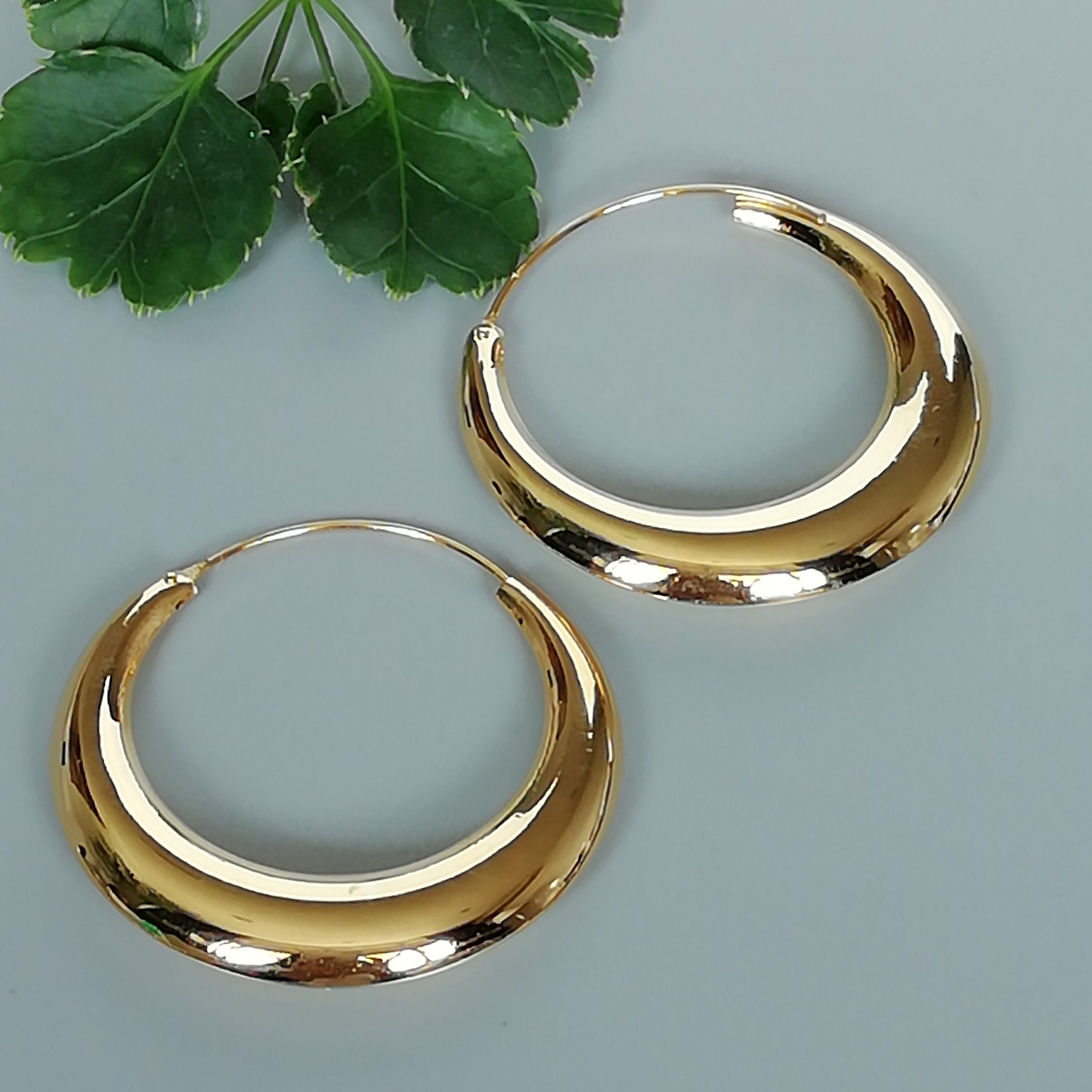 40 Mm Gold Hoops | Sterling Silver Gold Dipped Hoops | Ear Hoops ...