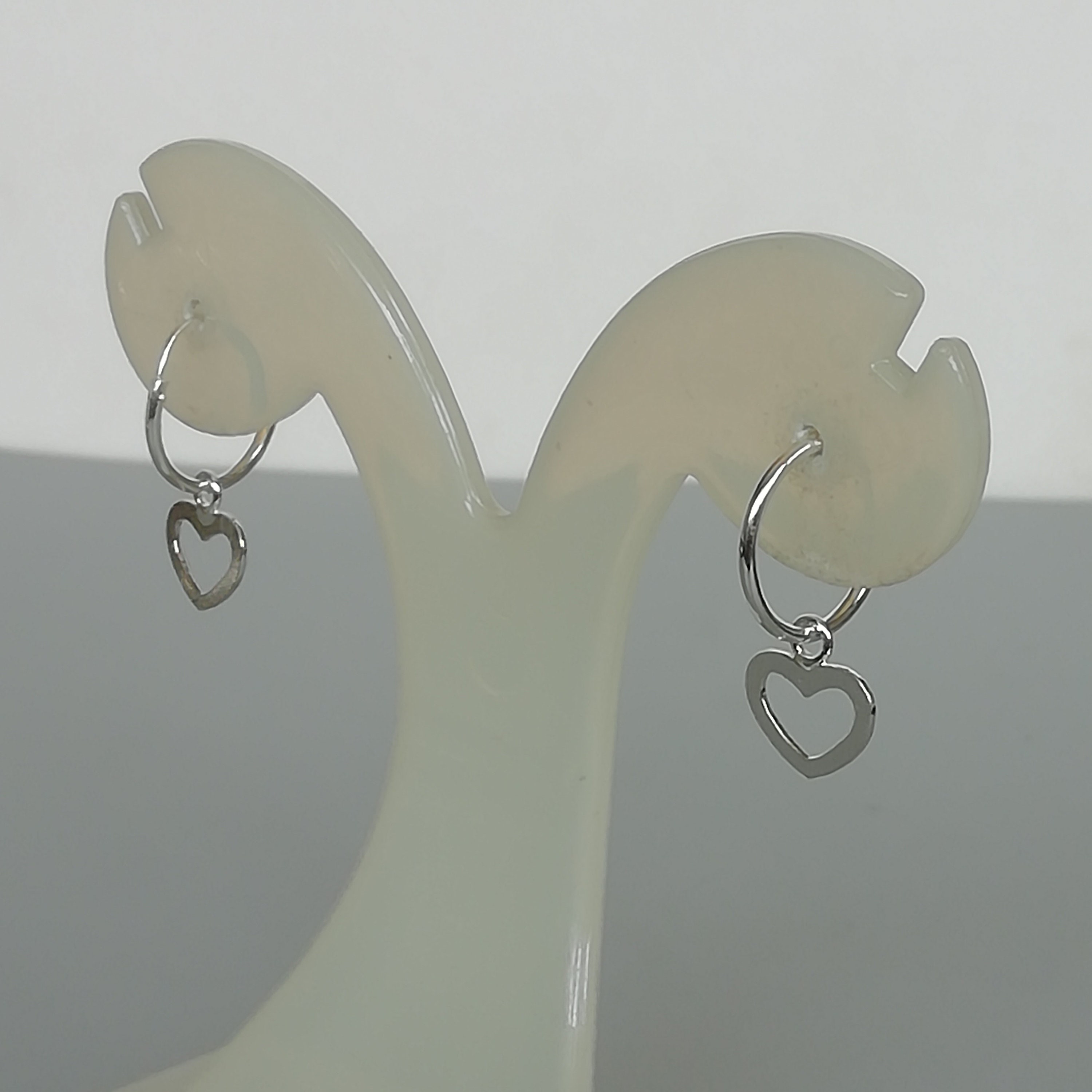 Heart charm hoop Sterling silver 14 mm hoop earrings Love | Etsy