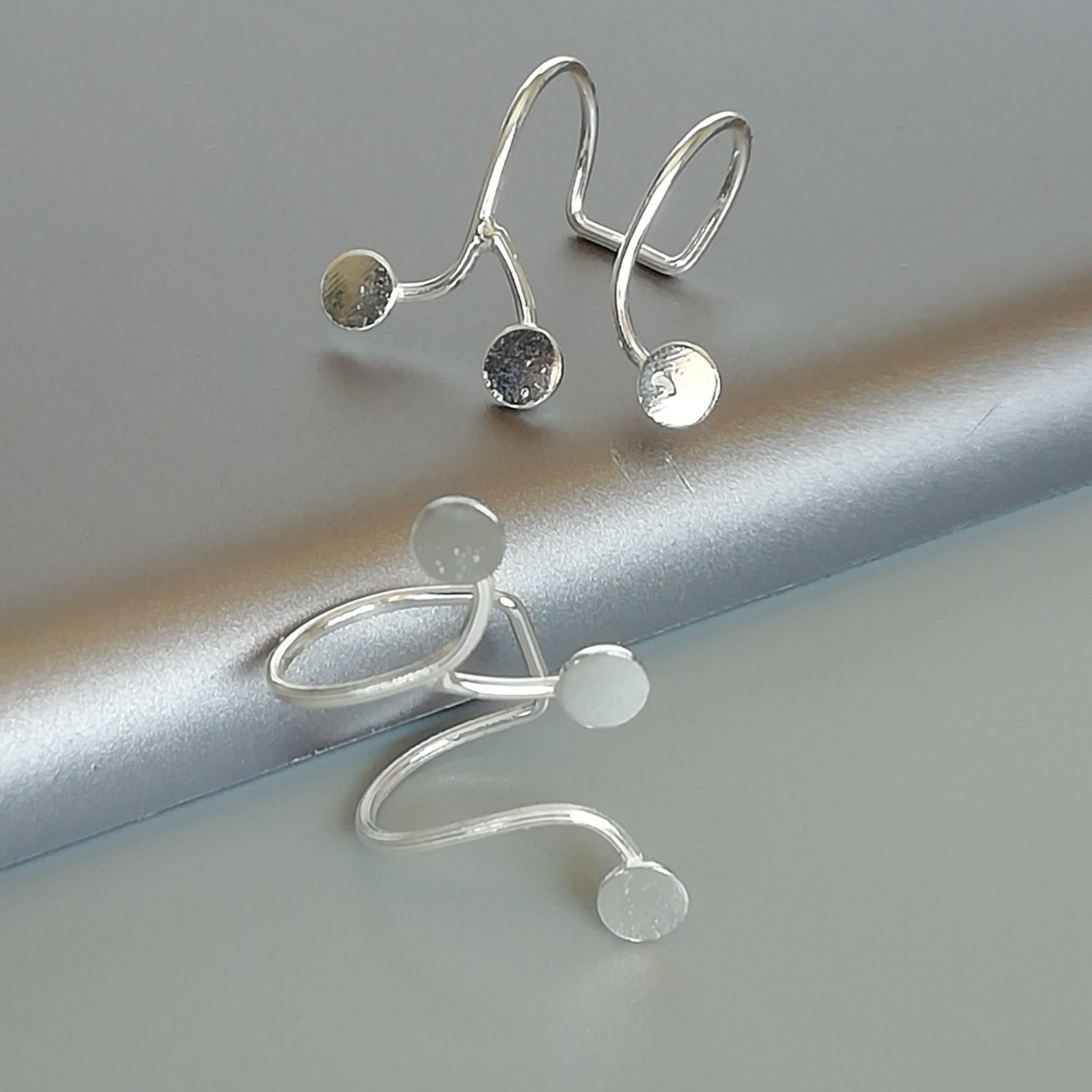 Silver dots ear cuff Circle ear cuff Silver ear cuffs No | Etsy