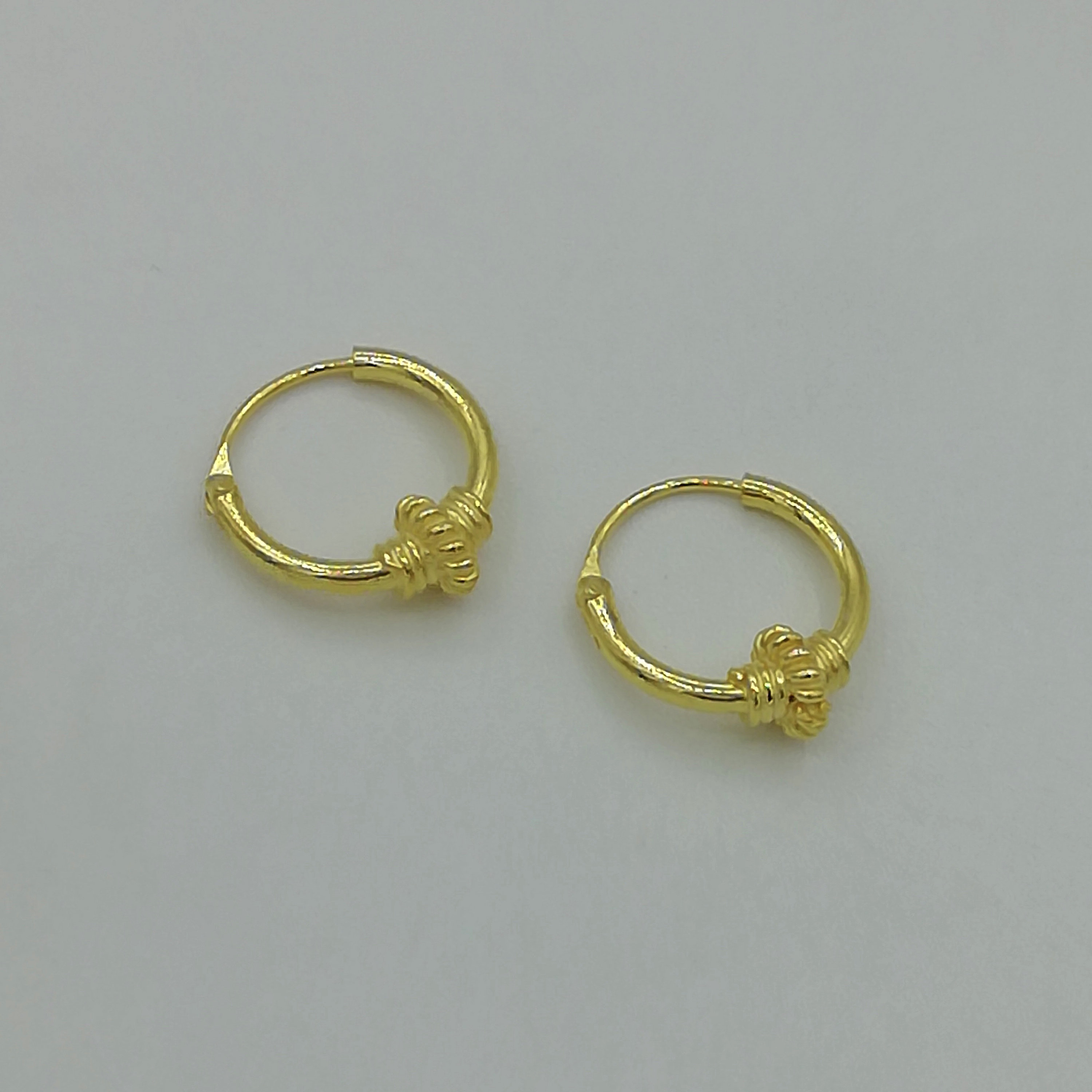 Small gold hoops 10 mm hoops Bali gold ear hoops Silver | Etsy