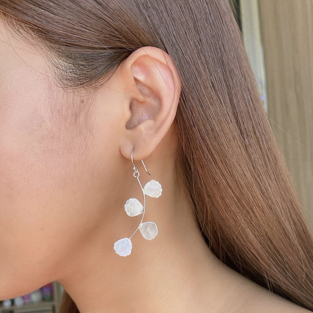 Long Leaf Stem Ear Danglers | Sterling Silver Earrings | Boho Earrings ...