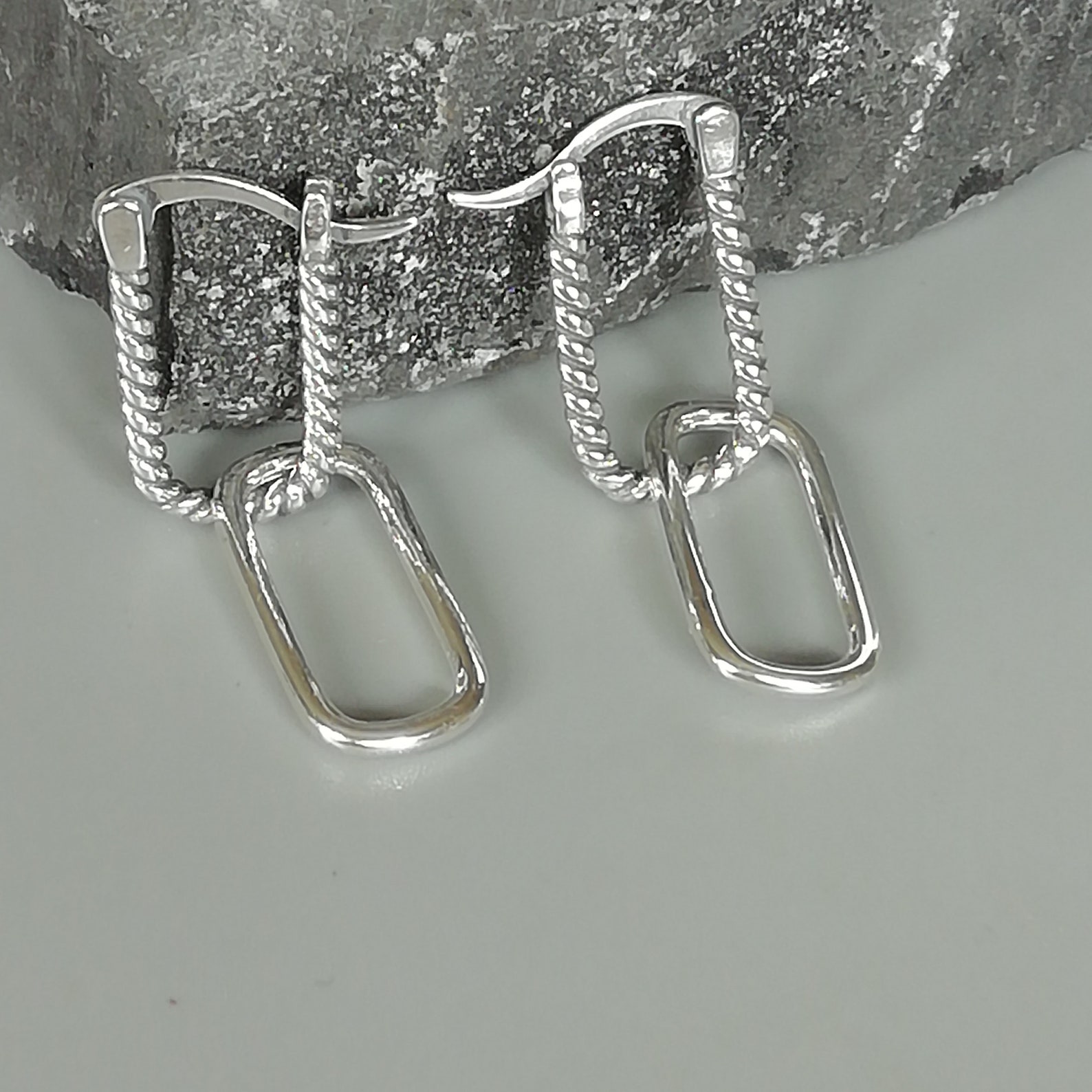 Anchor Link Earrings Sterling Silver Chain Link Earrings - Etsy