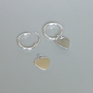 Silver Heart Charm Hoops | Tiny Silver Heart for Jewelry Making | 12 Mm ...