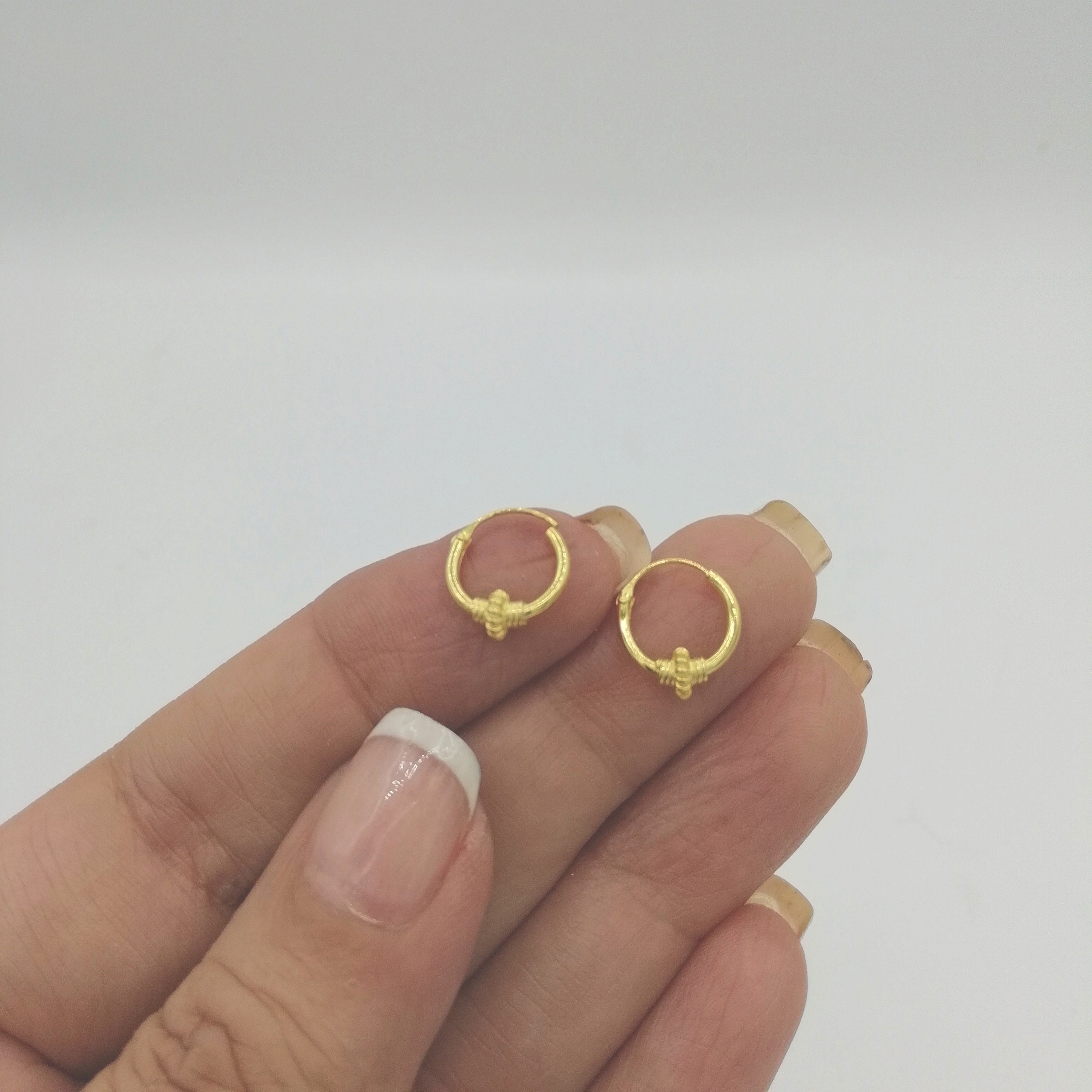 Small gold hoops 10 mm hoops Bali gold ear hoops Silver | Etsy