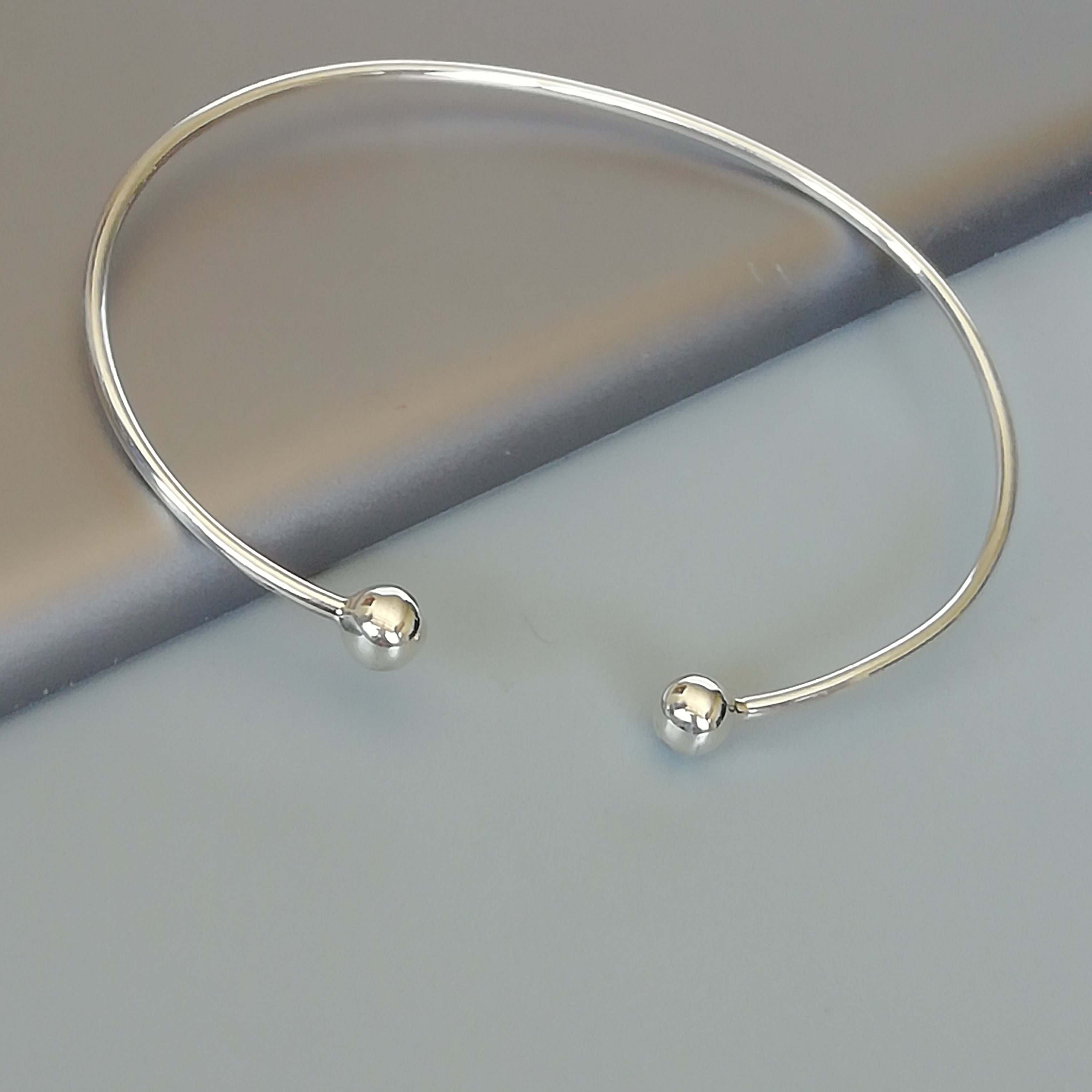 Sterling silver wrist bangle Silver bangle Open ended | Etsy